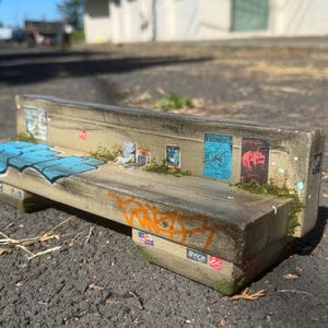 12 Cement Fingerboard Park Bench / Ledge With Graffiti / Weathering ...