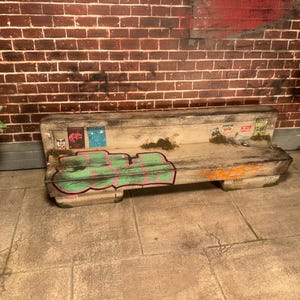12 Cement Fingerboard Park Bench / Ledge With Graffiti / Weathering ...