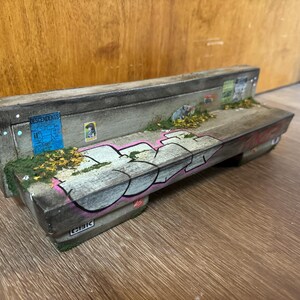12 Cement Fingerboard Park Bench / Ledge With Graffiti / Weathering ...