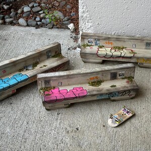 12 Cement Fingerboard Park Bench / Ledge With Graffiti / Weathering ...