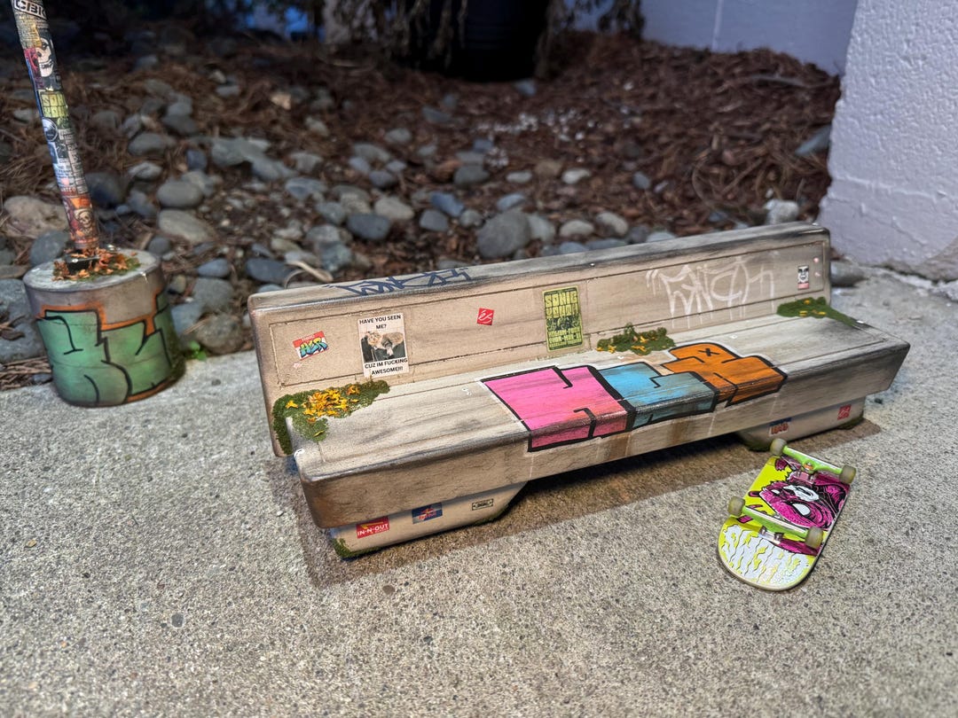 12” Cement Fingerboard High Level Ramps Park Bench 2.0 / Ledge With ...