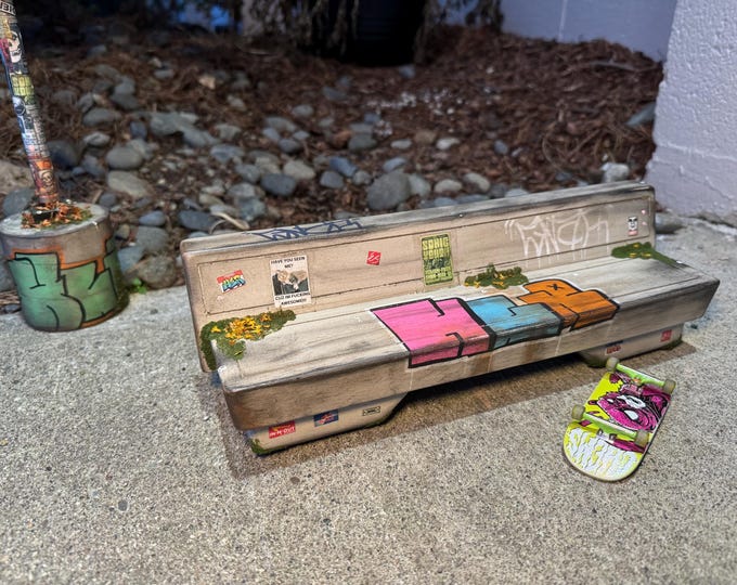 12” Cement Fingerboard High Level Ramps Park Bench 2.0 / Ledge With ...