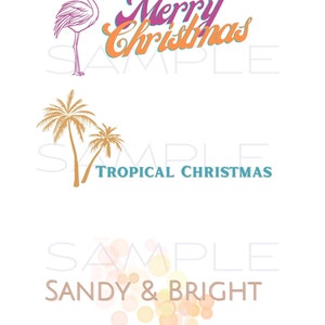 Tropical Christmas Clip Art, Beach Christmas, Word Art, Instant ...