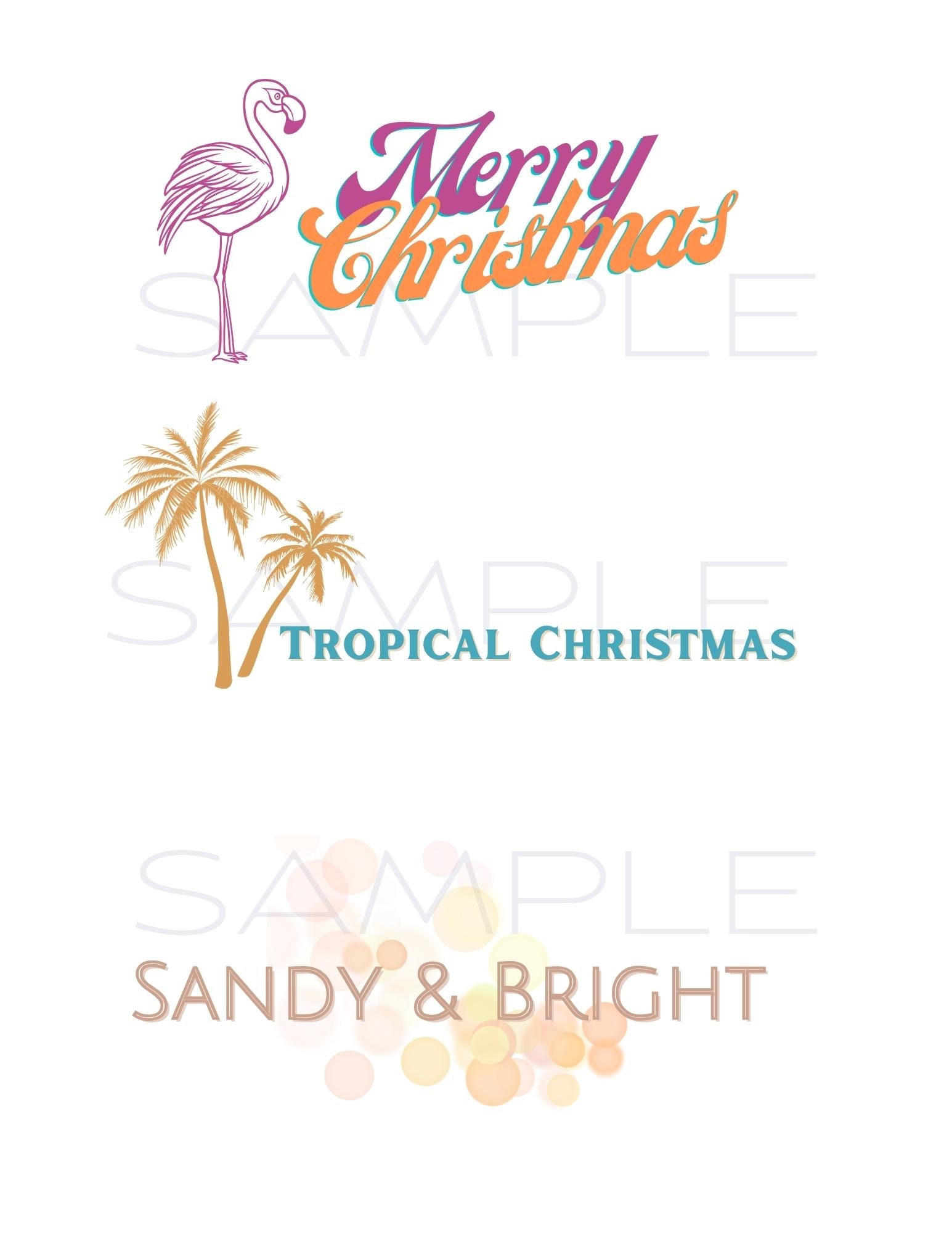 Tropical Christmas Clip Art, Beach Christmas, Word Art, Instant ...