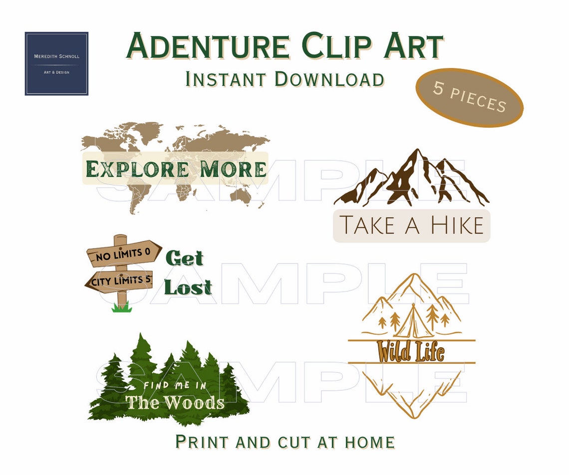 Adventure Clip Art, Digital Download, Outdoor Adventure Graphics ...