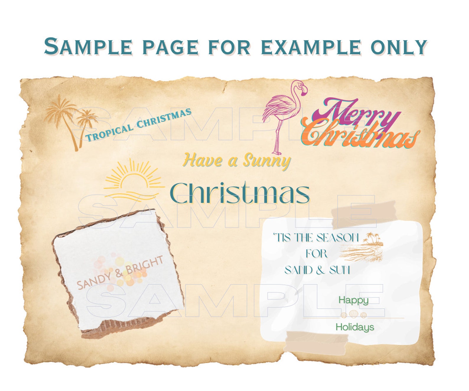 Tropical Christmas Clip Art, Beach Christmas, Word Art, Instant ...