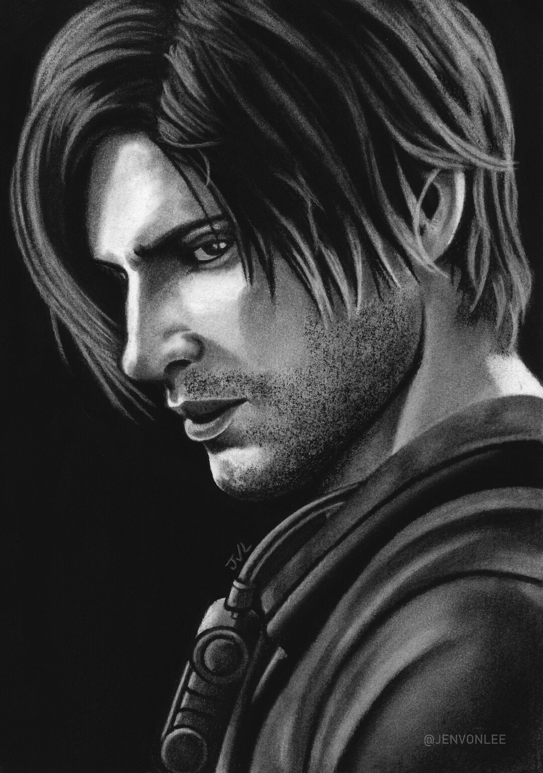 Leon Kennedy Resident Evil Death Island Charcoal Portrait Print - Etsy