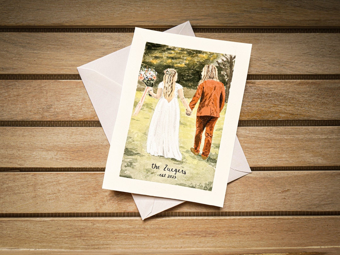 Custom Hand Painted Wedding Card - Etsy