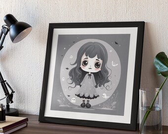 Emo Goth Girl Illustration DIGITAL DOWNLOAD Wall Art Kawaii Picture ...