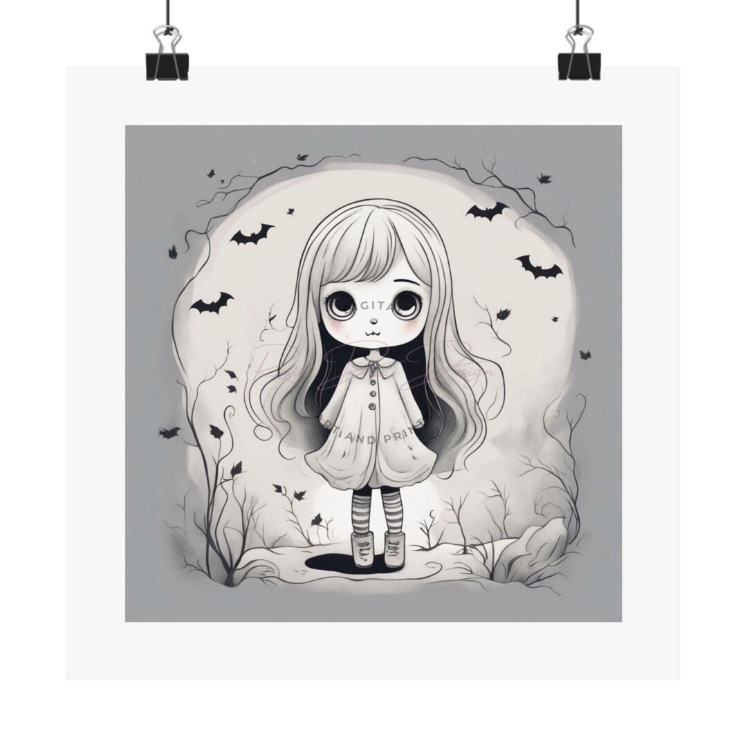 Emo Goth Girl Illustration DIGITAL DOWNLOAD Wall Art Kawaii Picture ...