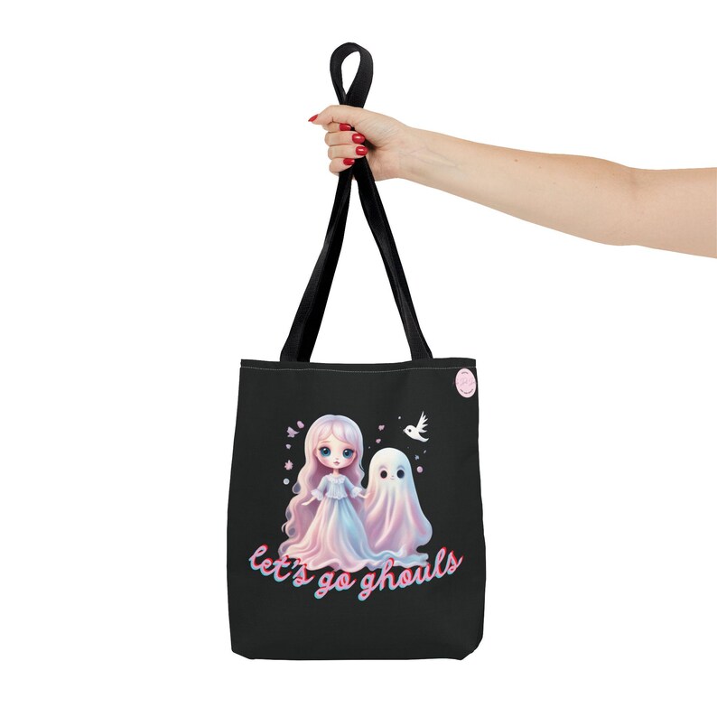 Let's Go Ghouls Tote Bag Black White Purple Lilac Pink Blue Dark ...