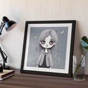 Emo Goth Girl Illustration DIGITAL DOWNLOAD Wall Art Kawaii Picture ...