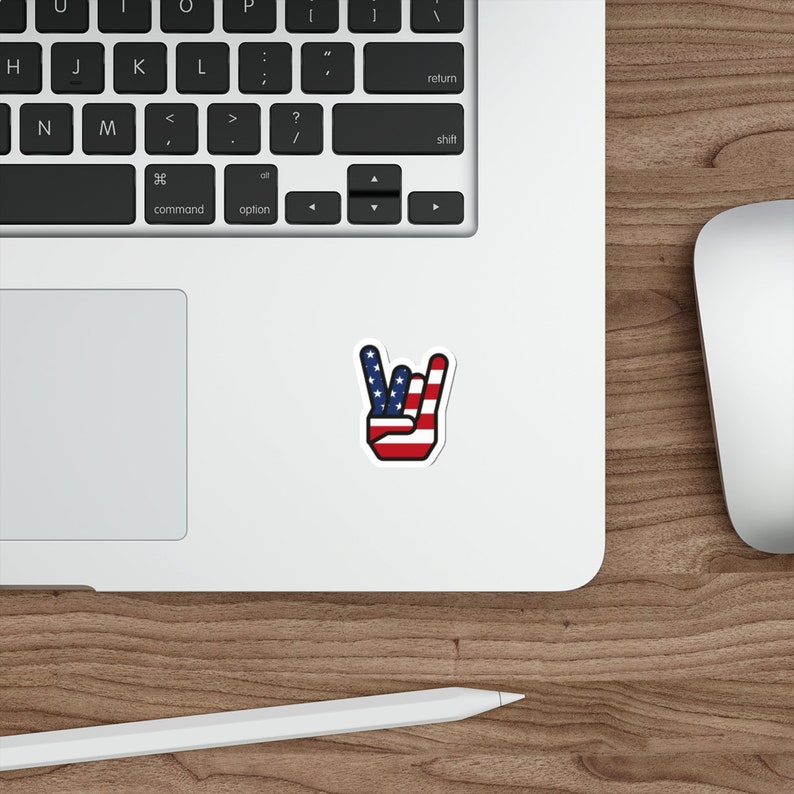 USA Rock Hand Flag Sticker With American Flag Patriotic Rock Sign Hand ...
