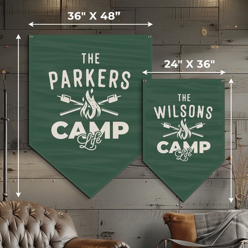 Customizable Pennant Family Camp Life Decor, Personalized Camping ...