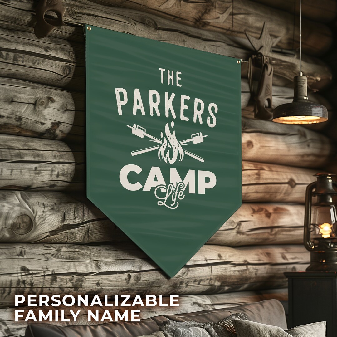 Customizable Pennant Family Camp Life Decor, Personalized Camping ...
