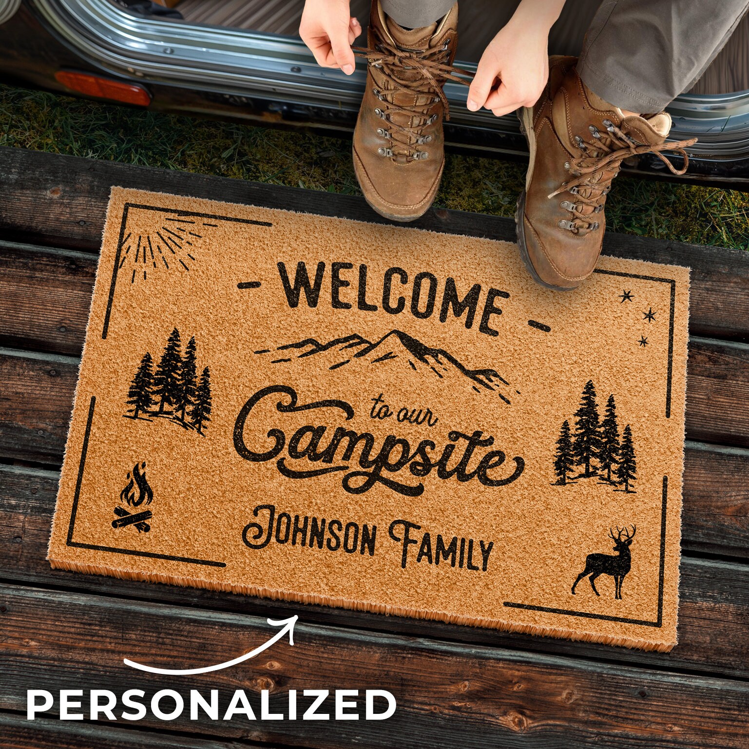 Welcome to Our Campsite Personalized Doormat for Camper, RV Doormat for ...
