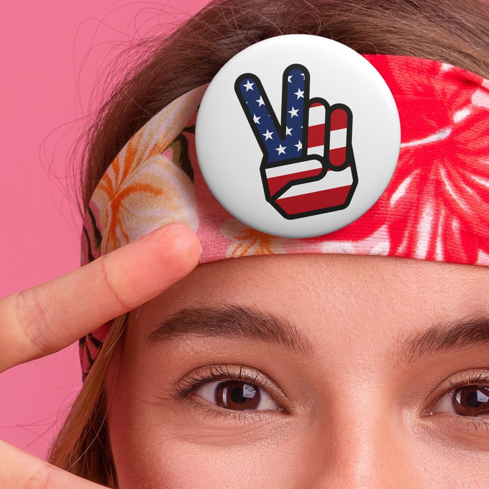 USA Peace Hand Flag Pin Button With American Flag Patriotic Peace Hand ...