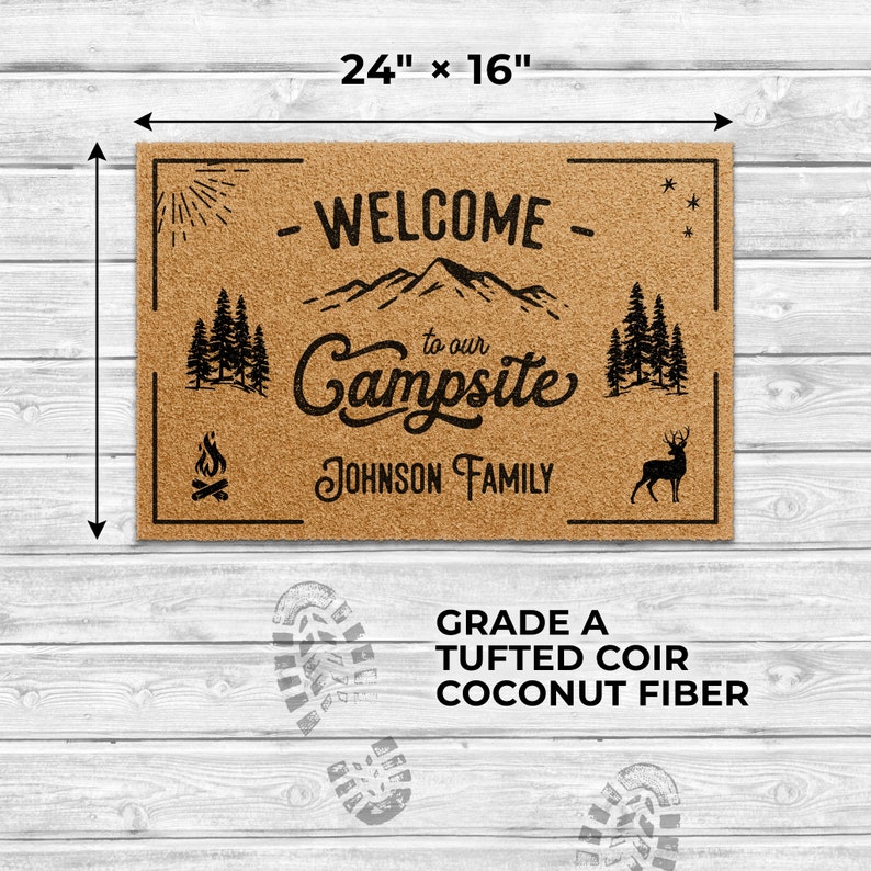 Welcome to Our Campsite Personalized Doormat for Camper, RV Doormat for ...