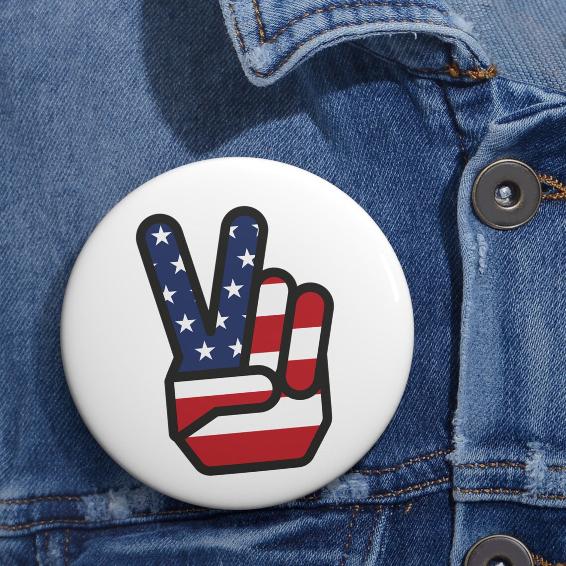 USA Peace Hand Flag Pin Button With American Flag Patriotic Peace Hand ...