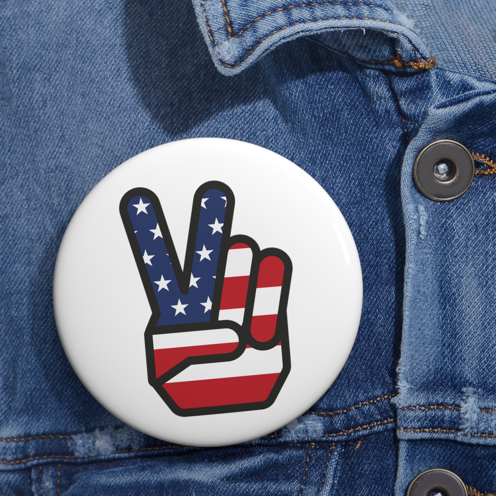 USA Peace Hand Flag Pin Button With American Flag Patriotic Peace Hand ...