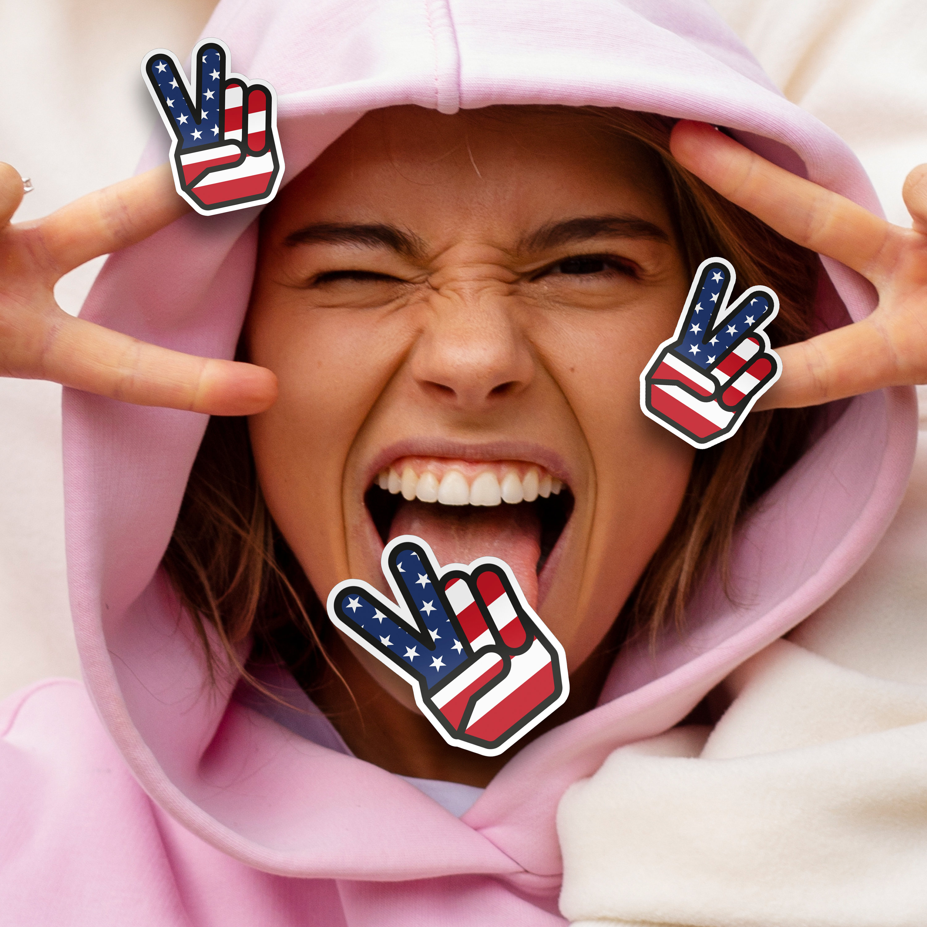 USA Peace Hand Flag Sticker With American Flag Patriotic Peace Sign ...