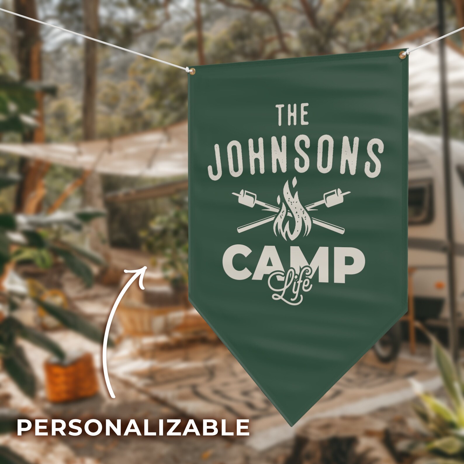 Customizable Pennant Family Camp Life Decor, Personalized Camping ...