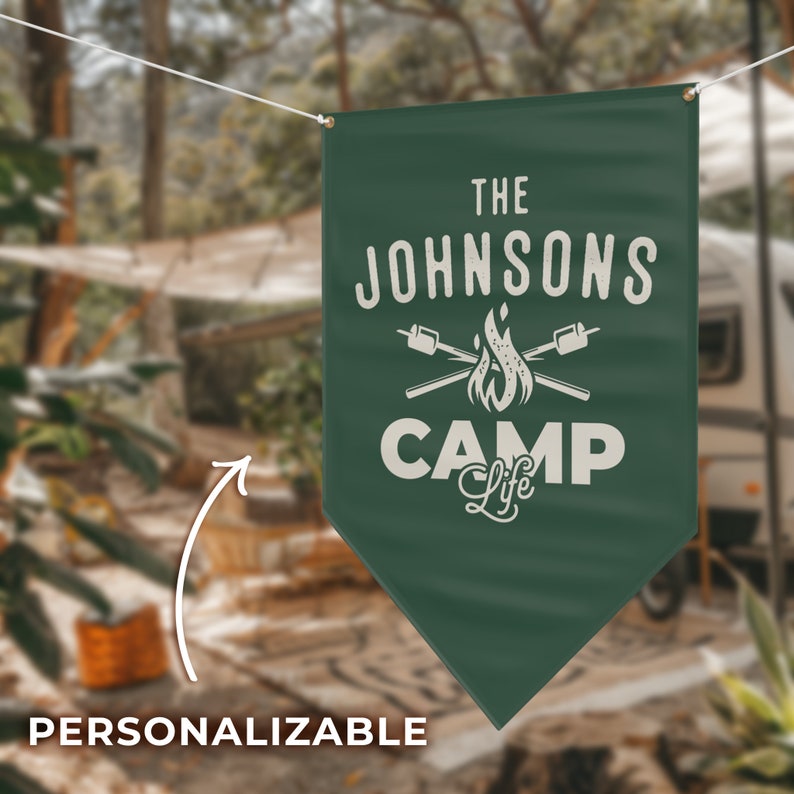 Customizable Pennant Family Camp Life Decor, Personalized Camping ...