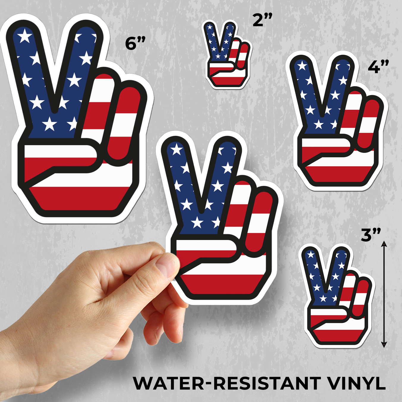 USA Peace Hand Flag Sticker With American Flag Patriotic Peace Sign ...