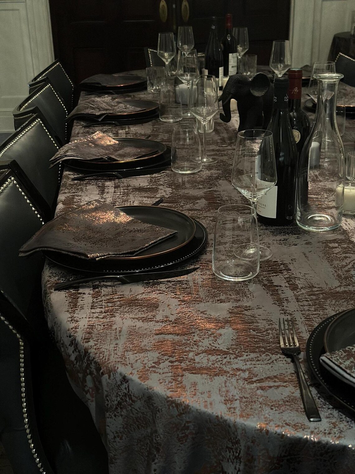 Gray Velvet Fabric by the Yard, Copper Printed Upholstery Fabric ...