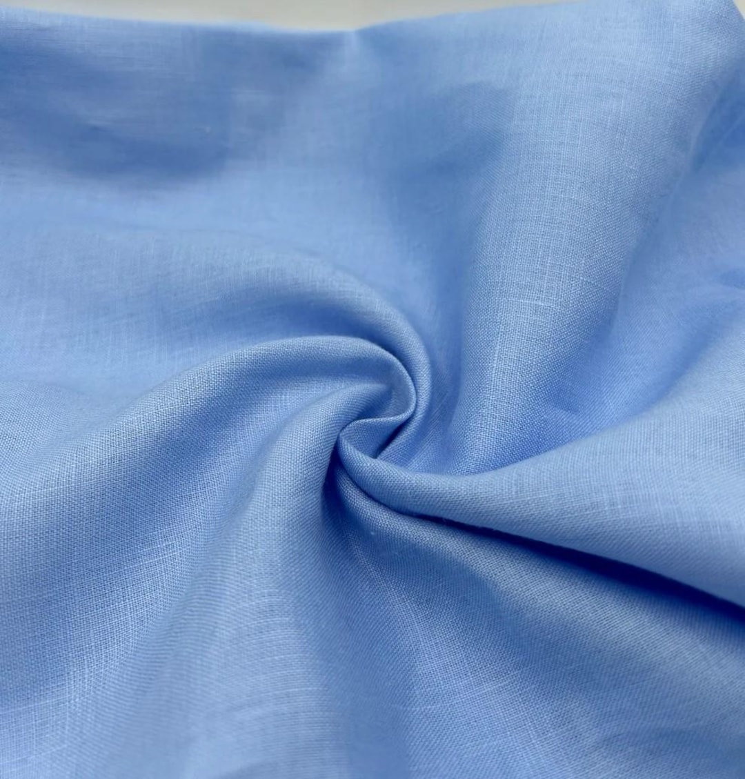 Baby Blue Linen Fabric by the Yard, Natural Blue Linen Fabric Meter ...