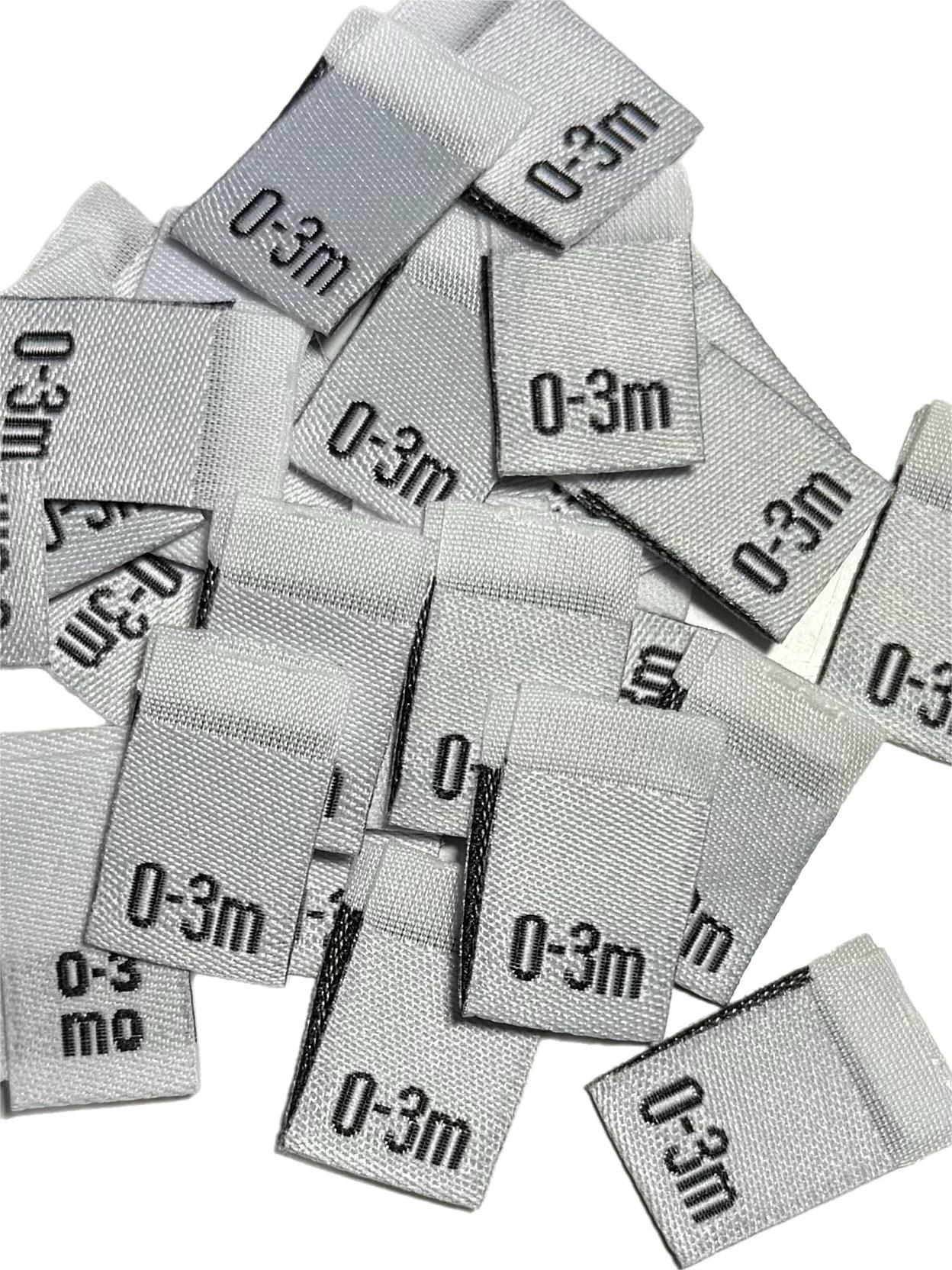 100 Size Tag Labels for Baby Clothes – 20 EACH of 0/3, 3/6, 6/9, 9/12 ...