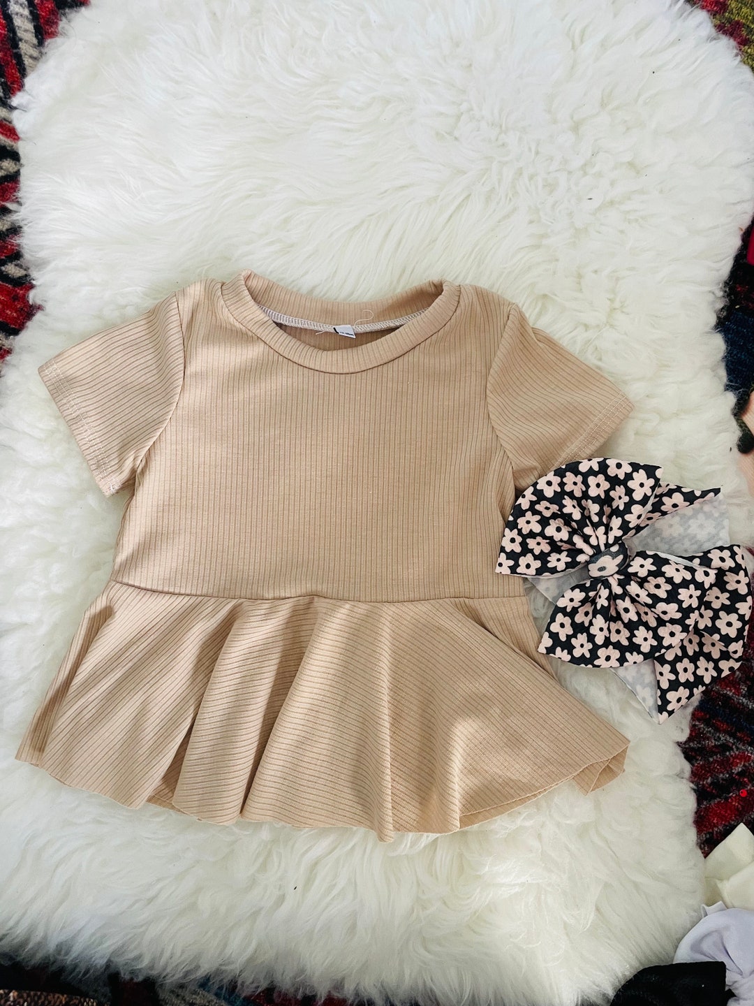 Sand Ribbed Knit - Peplum Top Only | Baby Girl Peplum, Girl Tops ...
