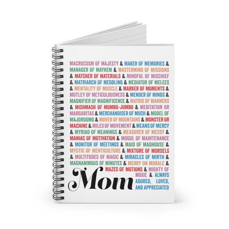 Mom Acronym Notebook Journal - Many Meanings of MOM - Cute, Sentimental ...