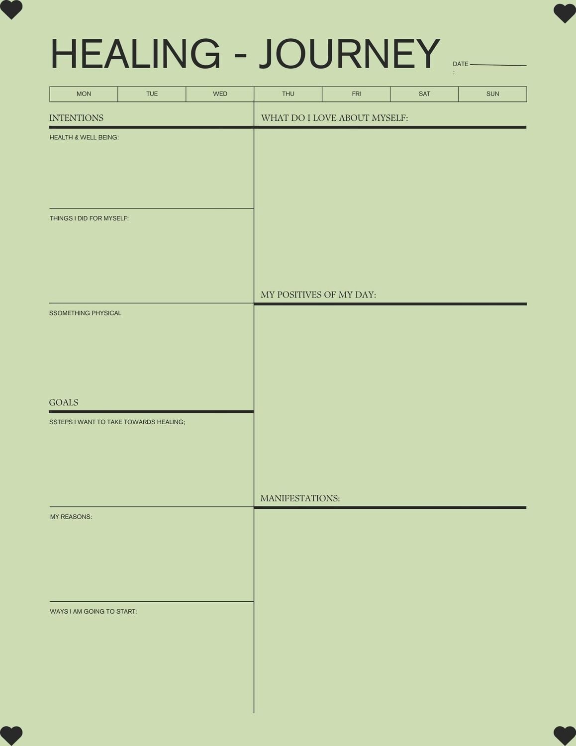 Healing Journey Template - Etsy