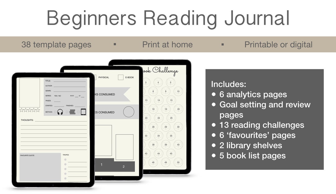 Beginner’s Reading Journal (printable / PDF) - Etsy