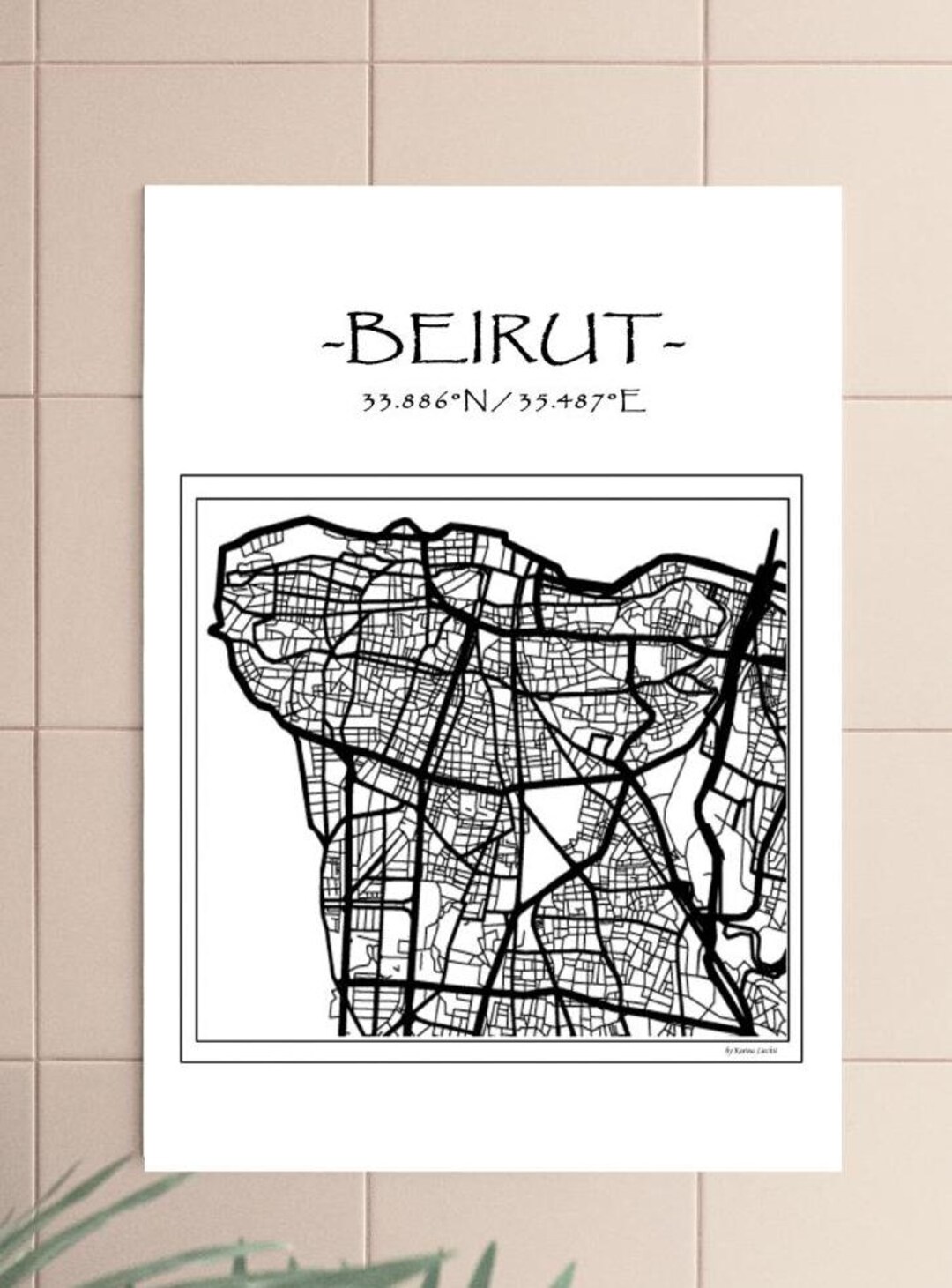 Beirut City Map, Map Poster, Printable Map Wall Art, Instant Download ...