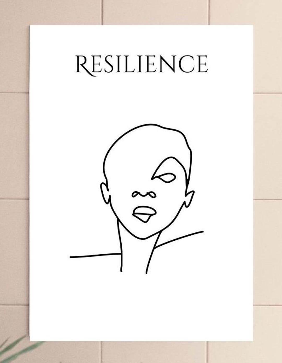 Resilience Woman Drawing Line Art, Minimalist Feminine One Line Home ...