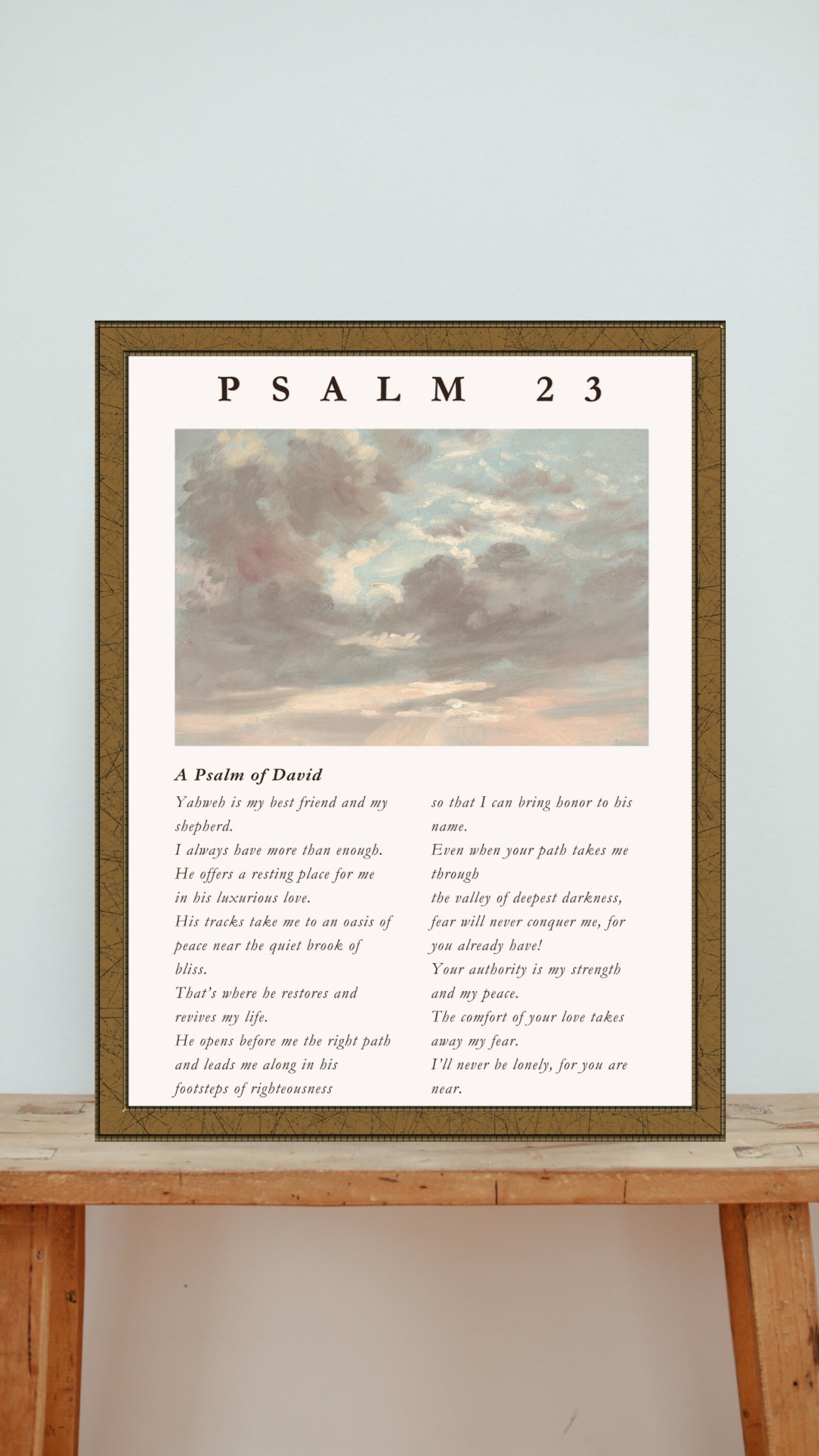 Psalm 23 Poster, Scripture Bible Verse Print, the Lord is My Shepherd ...