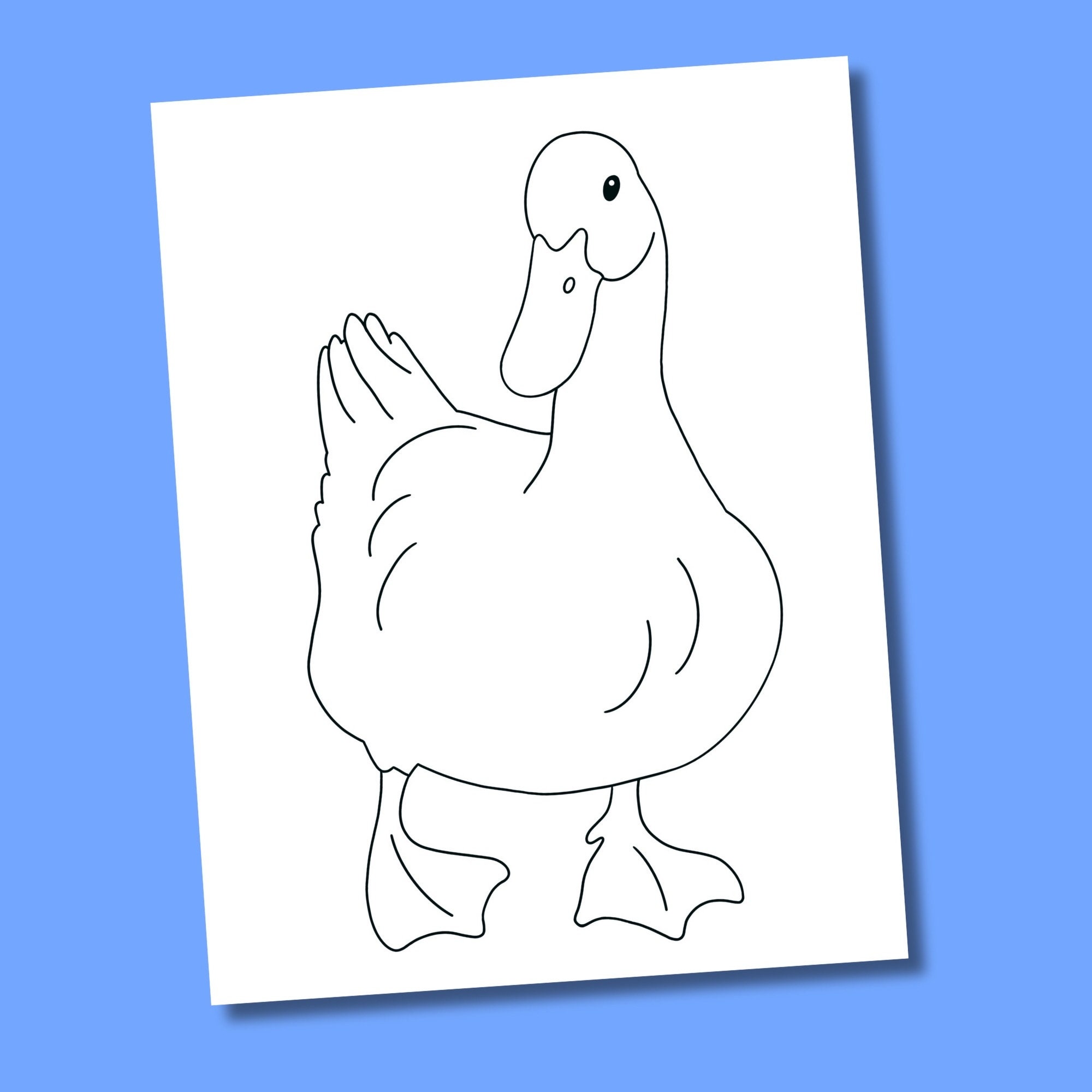 Duck Coloring Sheet, Animal Coloring Page, Duck Printable Coloring PDF ...