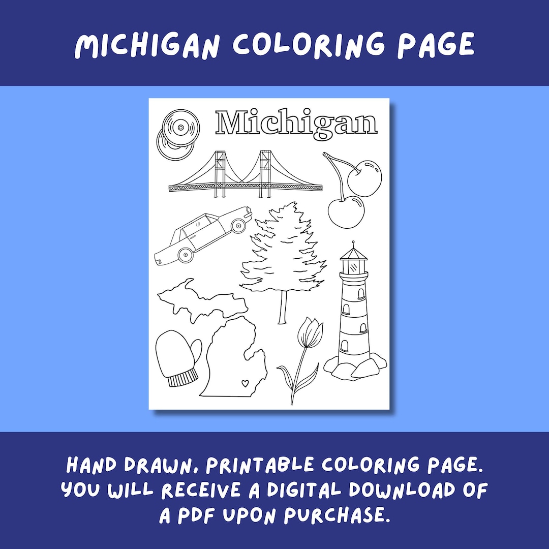 Michigan Coloring Page - Adults and Kids Coloring - Printable Activity ...