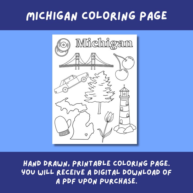 Michigan Coloring Page - Adults and Kids Coloring - Printable Activity ...