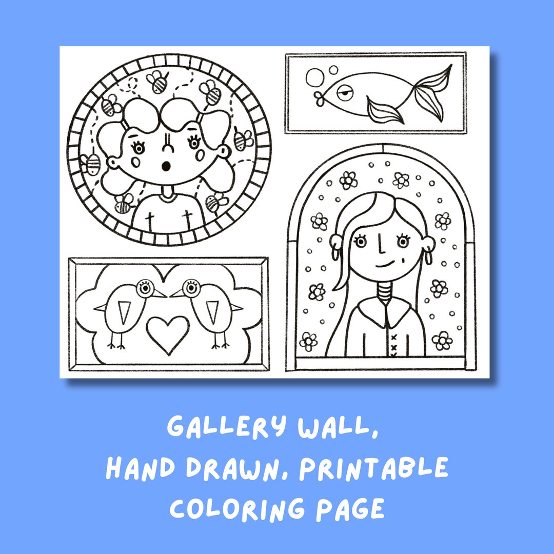 Gallery Wall Hand Drawn Coloring Page - Printable - Digital Download - Etsy