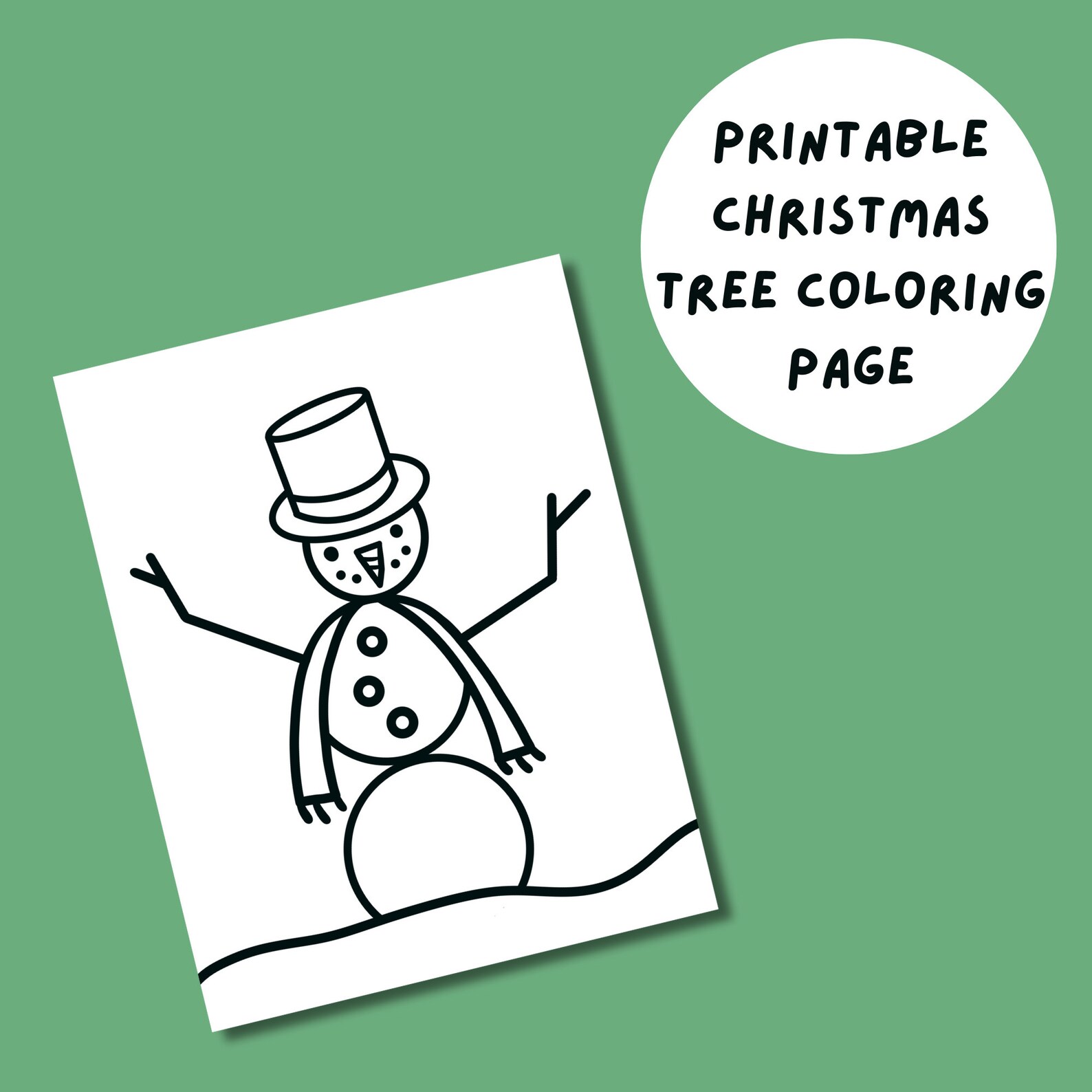 Snowman Coloring Page PDF - Etsy