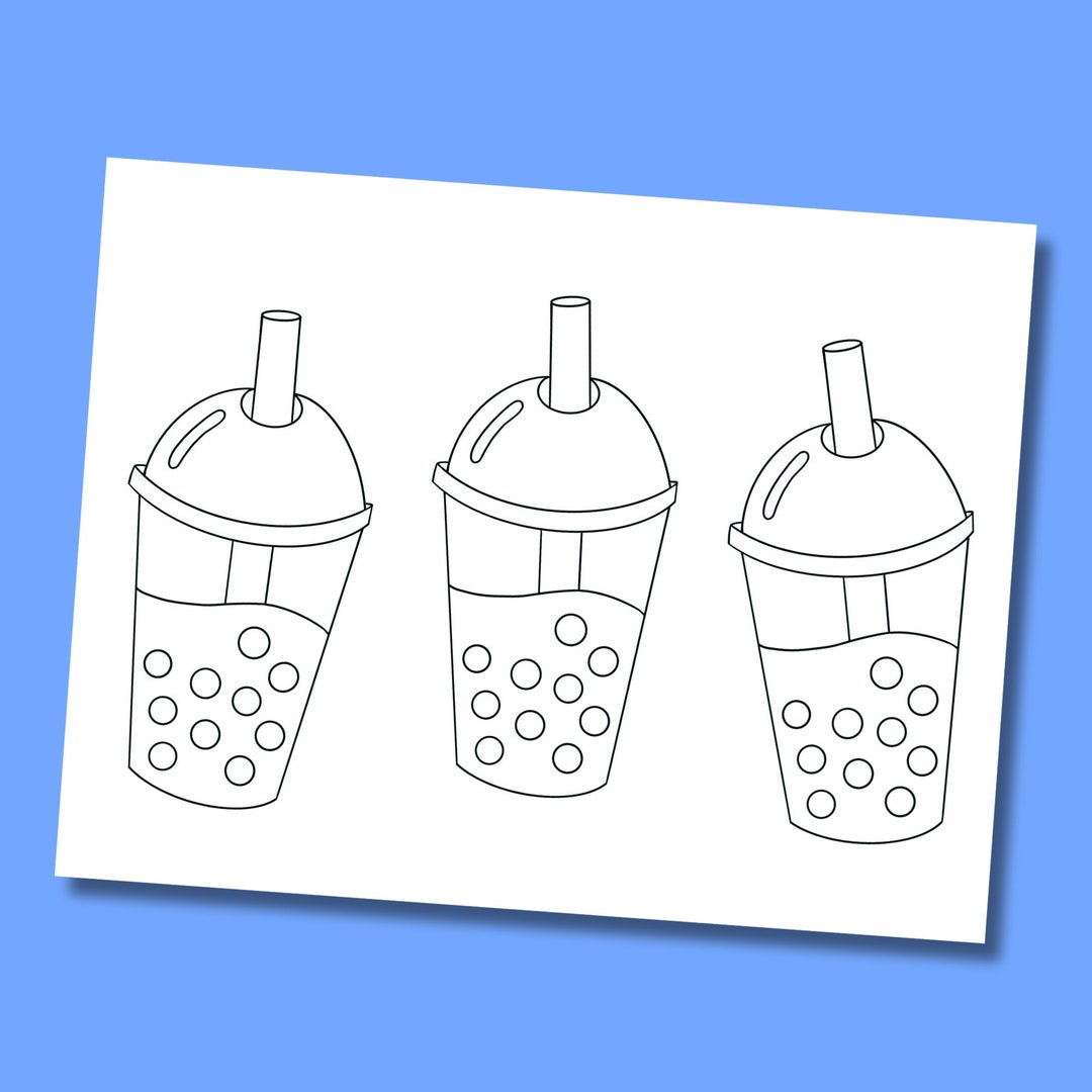 Bubble Tea Coloring Page Simple Kids Activity - Etsy