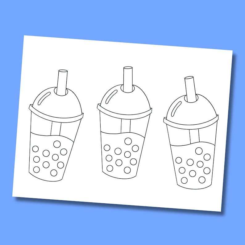 Bubble Tea Coloring Page Simple Kids Activity - Etsy