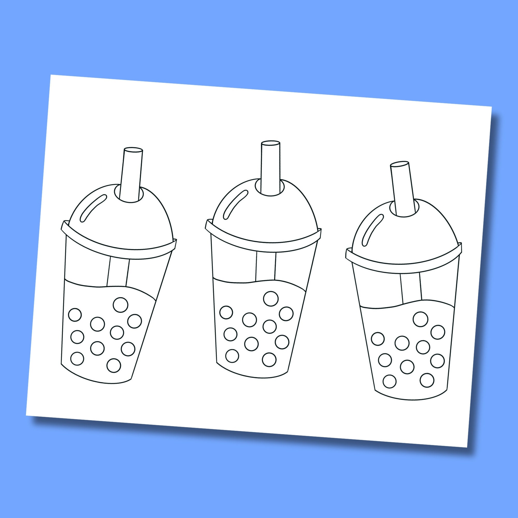 Bubble Tea Coloring Page Simple Kids Activity - Etsy