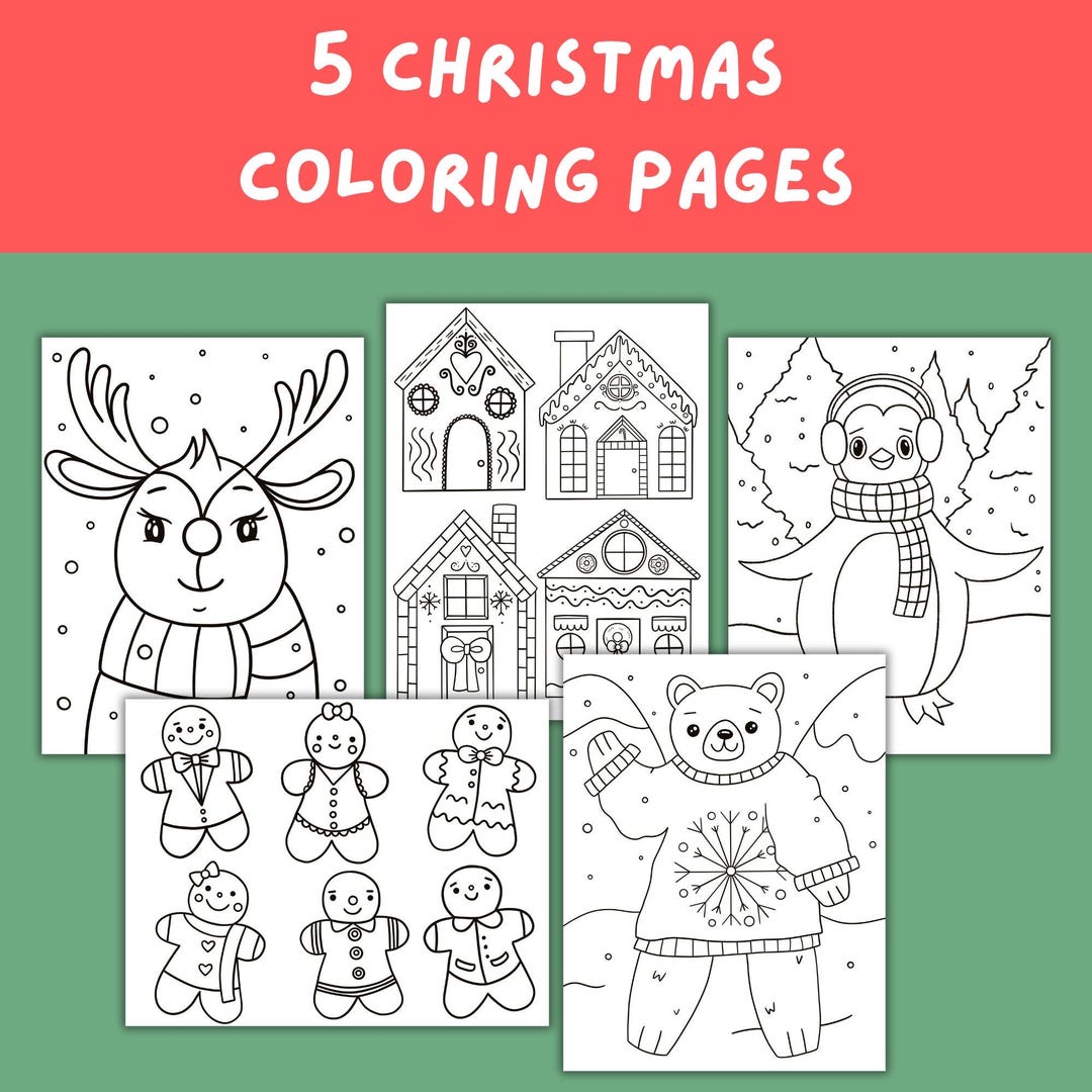 Christmas Coloring Page Bundle for the Holidays | Digital Instant ...
