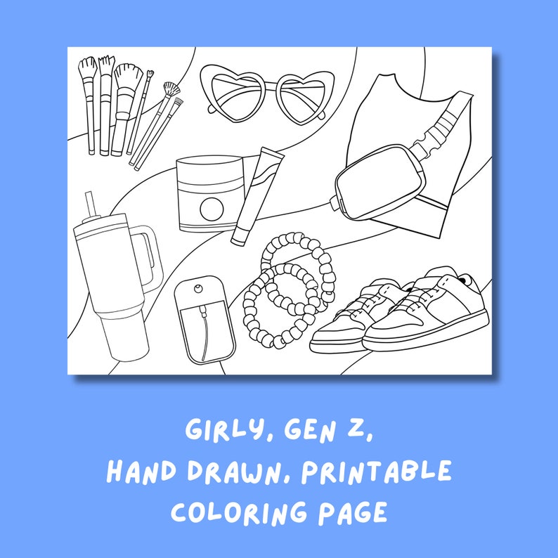 Girl Gen Z Coloring Page - Etsy