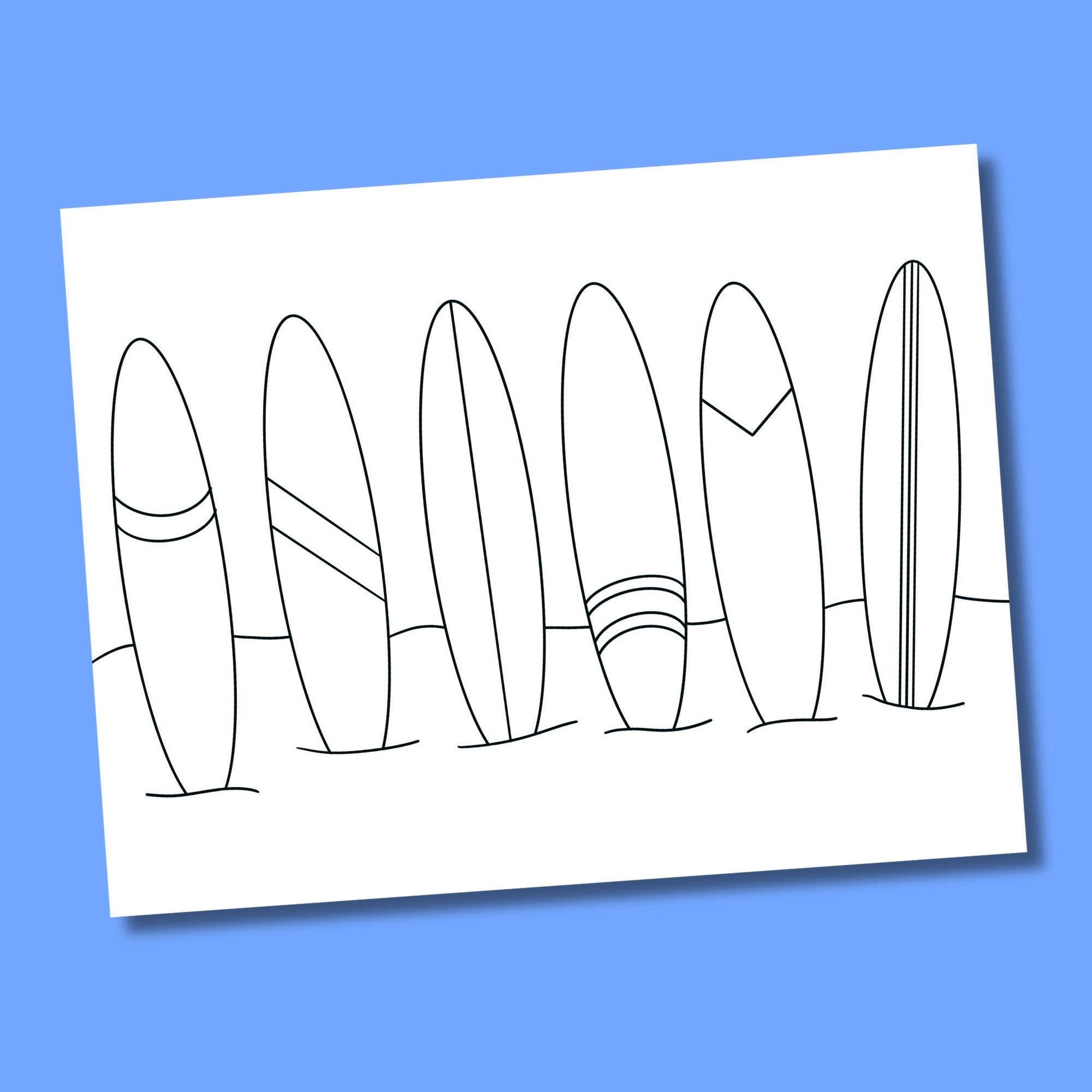 Surfboard Coloring Page, Summer Coloring Sheet, Surfboards Coloring PDF ...
