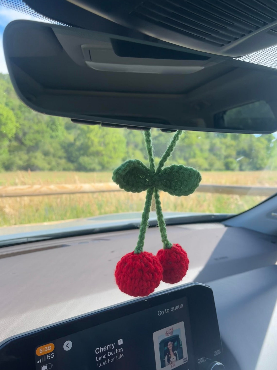 Cherry Crochet Rear View Mirror Accessory - Etsy